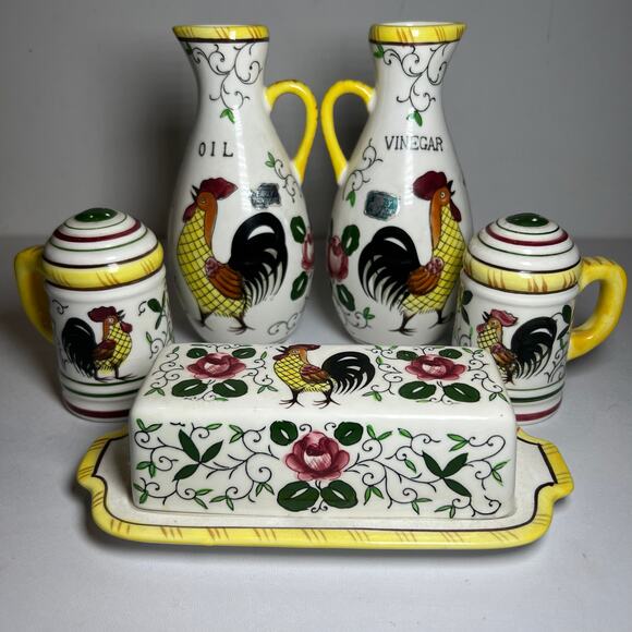 Vintage | Dining | Vintage Ucago Japan Rooster Roses Hand Painted ...